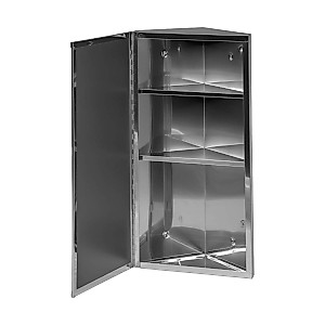 Renovators Supply Manufacturing Medicine Cabinets 23.6 in. x 11.8 in. Stainless Steel Infinity Corner Bathroom Wall Medicine Cabinet with Mirror and Mounting Hardware Opens Right to Left