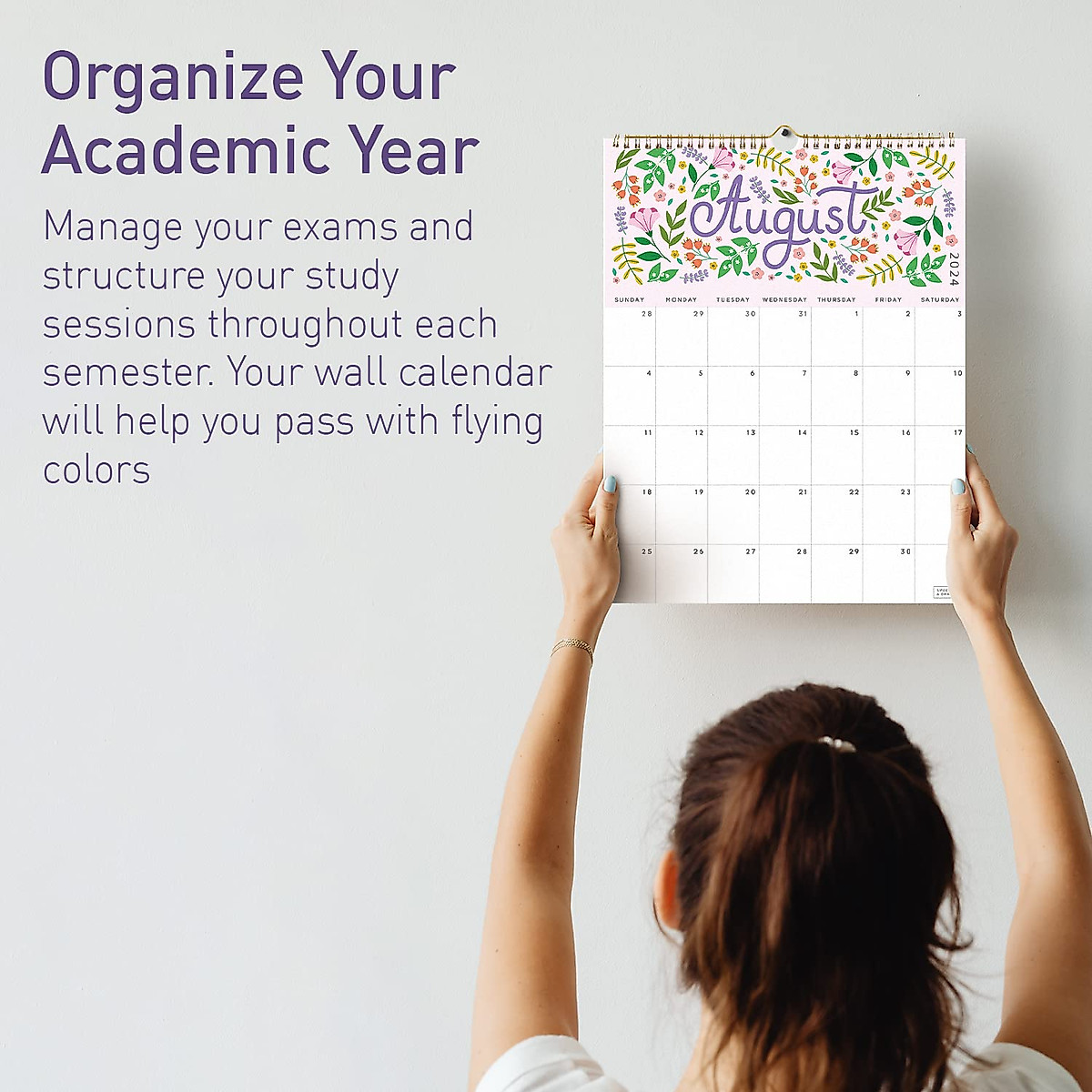 S&O Five Color Floral 2024 Wall Calendar Runs from Now to December 2024 - Tear-Off Monthly Calendar - Academic Wall Calendar - Hanging Calendar to Track Anniversaries & Appointments - 13.5"x10.5”in