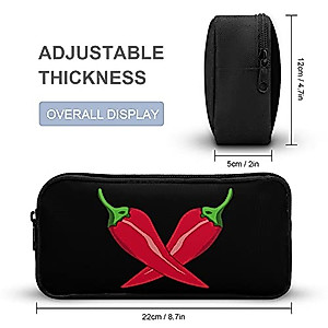 Chili Pepper Cross Teen Adult Pencil Case Large Capacity Pen Pencil Bag Durable Storage Pouch