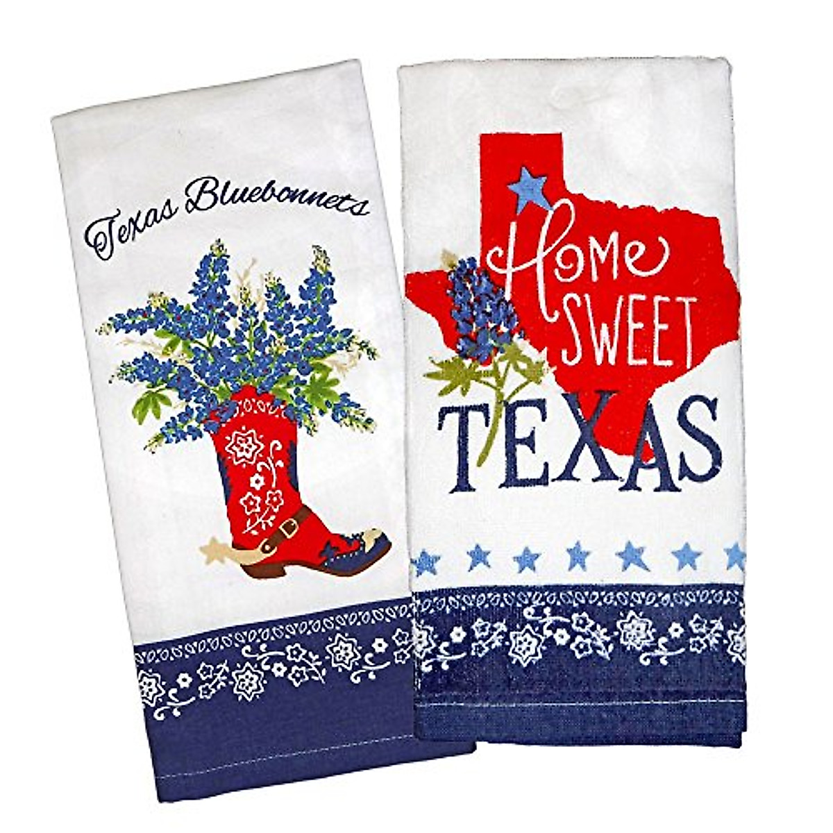 Kay Dee Designs Home Sweet Texas Bluebonnets Tea Towel and Cotton Terry Dishtowel (2 Item Bundle)