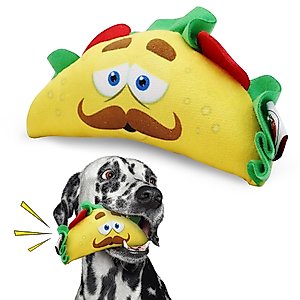 SPOT Fun Food Taco Plush Dog Toy with Squeaker - Interactive Soft, Squeaky Toy for Dogs and Puppies, Keeps Pets Entertained, Cute and Funny Chew Toy Made with Soft Fabric - 6in