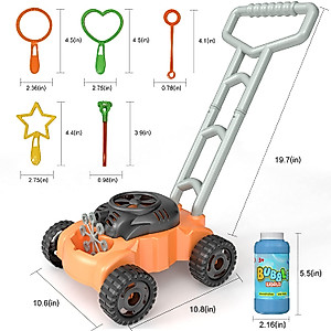 JUMELLA Lawn Mower Bubble Machine for Kids - Toddler Toys Automatic Bubble Mower with Music, Baby Activity Walker for Outdoor, Push Toys for Toddler, Christmas Birthday Gifts for Preschool Boys Girls