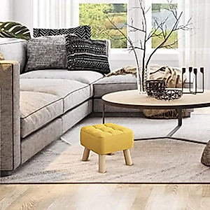 BAABJI Low Stool - Solid Living Room Stool | Wood Milking Stool Widely Use for Building Blocks Reading Books and Drawing Painting Makeup Footstool,Yellow
