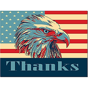Small World Greetings Bald Eagle Thank You Cards 12 Count - Patriotic Thanks - Veteran's Day - Eagle Scouts - Military - Boy Scouts - Blank Inside with Envelopes - 5.5" x 4.25" (A2 Size)