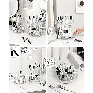 Roninkier 2-Tier Clear Lazy-Susan Turntable – 11-Inch Pantry Spice-Rack Cabinet-Organizer – Plastic Lazy Susan Makeup Organizer for Bathroom Countertop