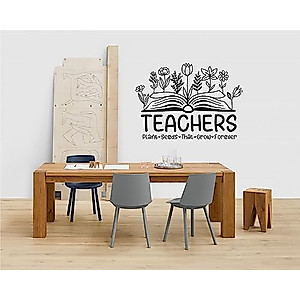 Teachers Wall Decal School Education Vinyl Sticker Classroom Interior Home Art Decor Ideas Office Removable Murals Vinyl Wall Decal (16"T x 23"W)
