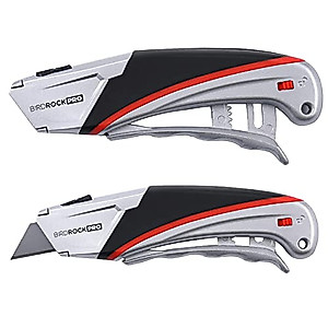 BIRDROCK HOME 1pk Professional Safety Utility Knife - Retractable - Heavy Duty Box Cutter - Safe Blade Lock - Extra Blades - Ergonomic Grip