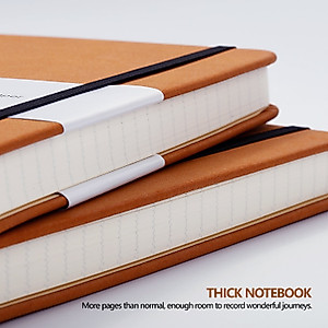 Lemome Thick Classic Notebook with Pen Loop A5 College Ruled Hardcover Writing Notebook with Pocket + Page Dividers Gifts, Banded, Large, 180 Pages, 8.4 x 5.7 in