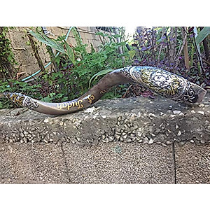 Shofar Yemenite Kudu Horn 38''+ with Sterling Silver Plated + 3D Decorated of - Lion of judah - Authentic Curved Made In Israel