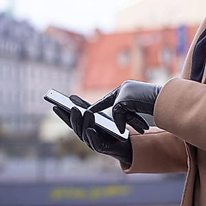 Downholme Vegan Leather Gloves for Women (Black, S)