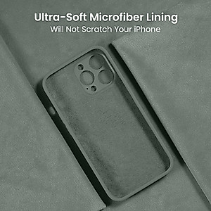 FireNova for iPhone 13 Pro Max Case, Silicone Upgraded [Camera Protection] Phone Case with [2 Screen Protectors], Soft Anti-Scratch Microfiber Lining Inside, 6.7 inch, Calke Green