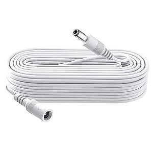 Security-01 33FT 10M DC 12V Power Extension Cable for CCTV Security Camera DVR Standalone, DC Extension Cord 5.5mm x 2.1mm,White