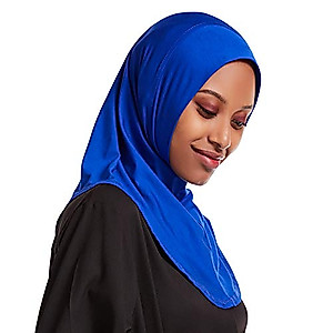 Women Muslim Turban Lady Adjustable Hijab Islamic Stretch Elastic Head Cover Blue