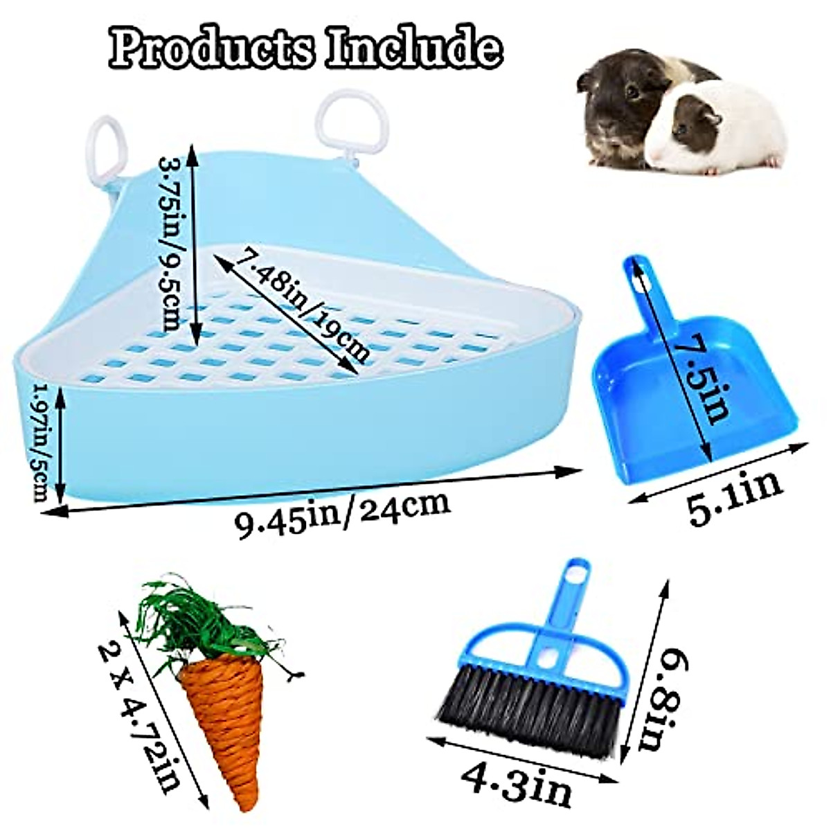 Hamiledyi Guinea Pig Potty Trainer Corner, Small Animals Triangle Plastic Litter Box, Bedding Litter Box Pee Pan Tray Toilet for Hamster Gerbil Bunny Ferret Chinchilla Hedgehog (Blue)