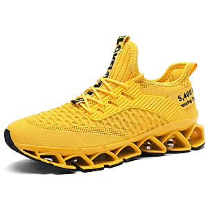 Vooncosir Women's Running Shoes Comfortable Fashion Non Slip Blade Sneakers Work Tennis Walking Sport Athletic Shoes Yellow