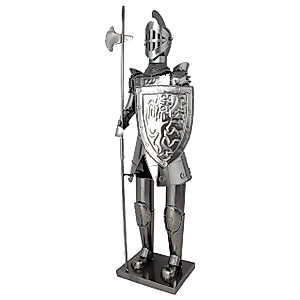 BRUBAKER Wine Bottle Holder 'Knight' - Table Top Metal Sculpture - with Greeting Card