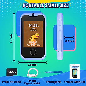 Prysyedawn Toys for 3 4 5 6 Year Old Boys Kids MP3 Music Player with Dual Camera, Games, Alarm Clock Toddler Smart Phone Educational Toys Birthday Gifts for Boys Ages 3-6 with SD Card-Blue