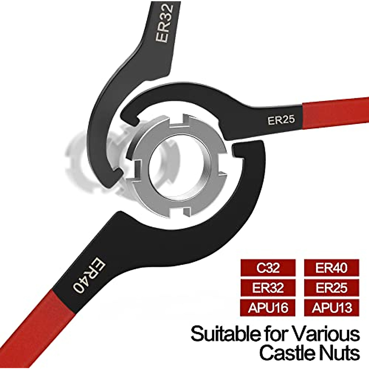 AYQWE 6pcs Coilover Wrench, C-Shape Shock Spanner Wrench Hook Tools Steel Spanner, for Suspension System and Shock Adjustments