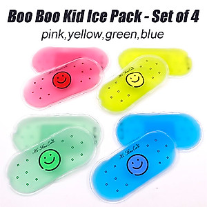 Small Ice Packs, Gel Ice Packs for Injuries Hot & Cold Ice Packs Bulk Reusable Gel Bead Ice Pack Cold Compress for Pain Relief, Christmas Gift (4 Count (Pack of 1) Smile)