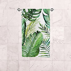 TOPCARPENTER Palm Leaf Tropical Hand Towels for Bathroom Palm Leaf Beach Towel Set of 2 Green Tropical Palm & Fern Leaves Bathroom Kitchen Decor Soft Quick Dry Super Absorbent 30 X 15 inch