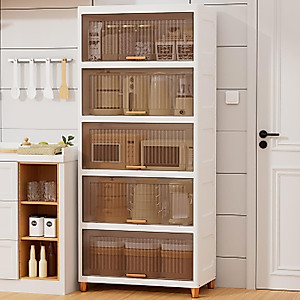 Plastic Storage Bins for Organization and Storage,109gal/434qt Storage Containers Organizer for Organizers and Storage,Durable Storage Container with Door.5 Tiers Clothing Organize,Storage Cabinet