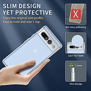bokoo Crystal Clear Google Pixel 7 Pro Case.Soft Slim Fit Transparent Plastic TPU Protective Silicone Cover Phone Cases for Google Pixel 7 Pro [Slim Thin & Comfort Grip] [Shockproof]