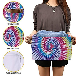 AUUXVA Storage Bins Canvas Fabric Storage Basket 2pc Tie Dye Collapsible Storage Cube Box with Handles for Clothes, Book, Toys, Shelf, Gift Baskets