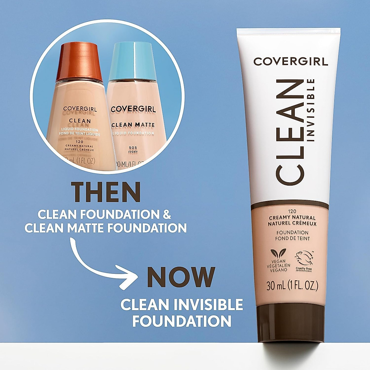 COVERGIRL Clean Matte Liquid Foundation Buff Beige 525, 1 oz (packaging may vary)