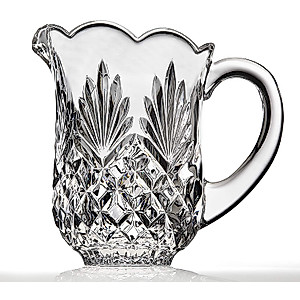 Elegant Crystal Pitcher Drinkware Set with 4 Crystal highball Tumblers, Beautiful Jug with handle and Spout for Chilled Beverage Homemade Juice, Iced Tea or Water