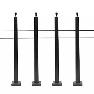 BICKKOMG Cable Railing Post, 4 Piece Adjustable Top Horizontal Line Post Handrail Post Drilled Horizontal Cable Railing Post Adjustable Top Horizontal Post for Decks, Stairs, Porches, Balconies