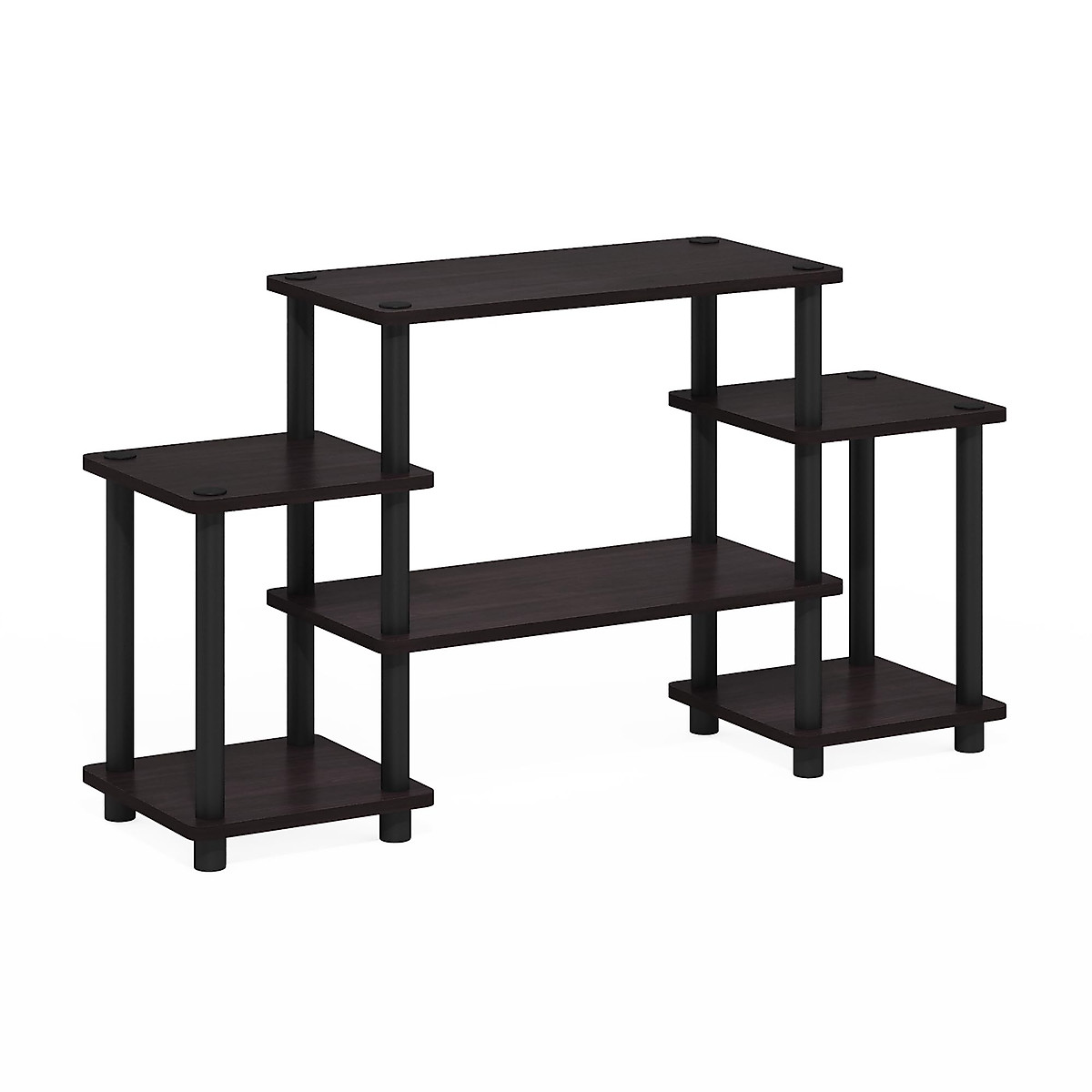 Furinno Turn-N-Tube No Tools Entertainment Center, Round, Square corner, Dark Walnut,11257DWN