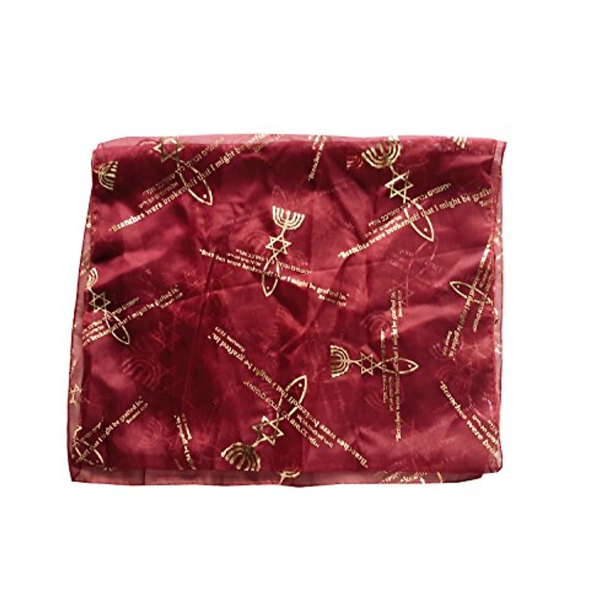 Holy Land Market Messianic Seal Head Scarf or Shawl - Model I - 100% Polyester, Hand wash (180 x 120 cm OR 20 x 60 inches) (Burgundy)