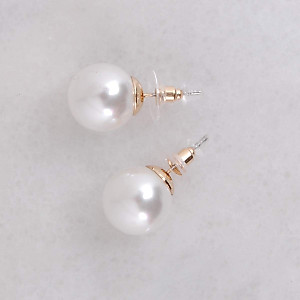 Large Pearl Earrings for Women - Big Pearl Earrings for Women Studs, Large Pearl Studs Earrings for Women, Oversized Pearl Earrings 14mm White Faux Pearl Earring Studs, Big Stud Earrings for Women