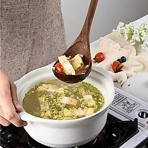 6 PCS Black Walnut Kitchen Utensils Set for Cooking, Natural Wooden Cooking Utensils,Wood Slotted Spoon Spatula Turner Set for Nonstick Cookware Pasta Fork Spaghetti Server Soup Ladle,A