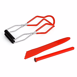 Aifeier ET Canning Tools Kit includes 1pcs Bubble Popper Bubble Remover, 1pcs Jar Lid Lifter Magnetic Lid Lifter and 1pcs Stainless Steel Canning Tongs (Red)