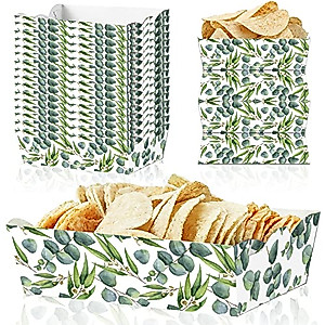 60 Pack Baby Shower Party Eucalyptus Leaf Birthday Party Supplies,Eucalyptus Leaf Food Tray Party Favors Paper Food Serving Tray Eucalyptus Leaf Paper Trays for Gender Reveal Baby Shower Party
