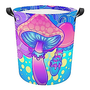 Magic Colorful Mushroom Large Laundry Hamper Foldable Laundry Basket Durable Storage Basket Toy Organizer