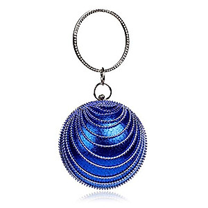 Blue Round Clutch Tassel Purse Women Evening Bag for Wedding Party Ball Evening Bag Crystal Evening Clutch Purse Wedding Party HandBags (Blue)