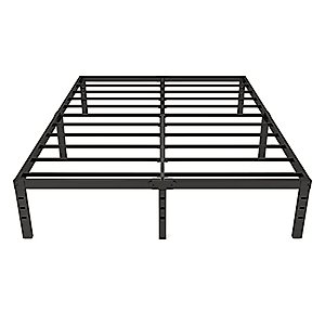 DURISO Queen Size Bed Frame Heavy Duty Metal Bed Frame 14 Inch High Queen Size Platform Max 3500lbs No Box Spring Needed Easy Assembly No Noise Black