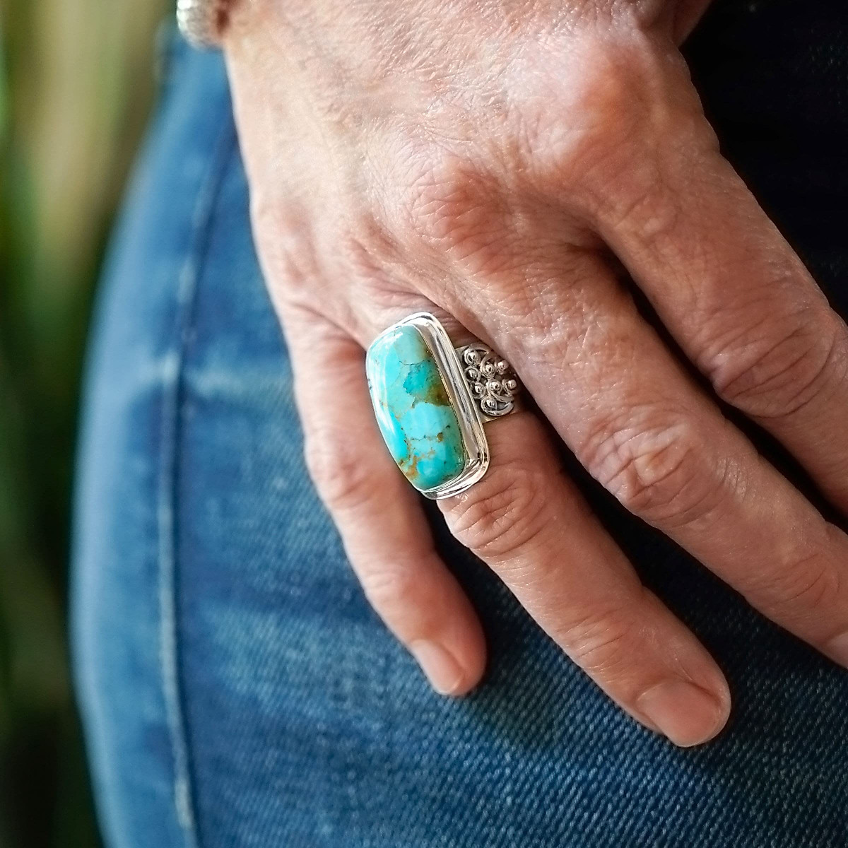 Silpada 'Big Spring' Compressed Mojave Turquoise Statement Ring in Sterling Silver, Size 7