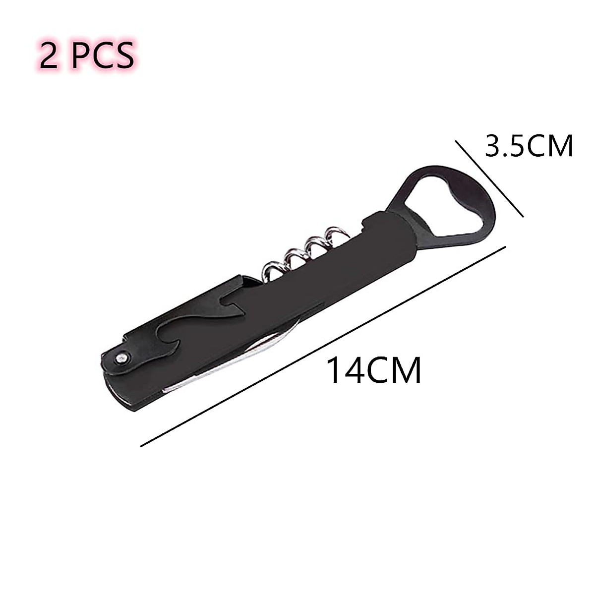 2 Pcs Multi Bottle Opener Beer Bottle Tin Can Lid Off Jar Opener Corkscrew Multifunctional 4 in 1 Can Opener Foil Cutter Kitchen Drinking Bar Tools for Restaurant Travel