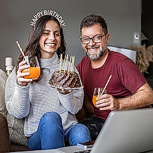 WLLHYF Birthday Crowns Rhinestone Birthday Headband Bling Girl Tiara Hair Band Happy Birthday Princess Crown Sweet Birthday Party Hair Accessories for Women Girls Festival Gift (Rose gold)