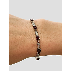 Shop LC Red Garnet Bolo Bracelet for Women Stainless Steel Platinum Plated Adjustable Birthday Gifts for Women