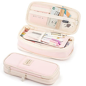 EASTHILL Big Capacity Pencil Case Large Pencil Pouch Stationery Pen Bag for Teen Girls-Pink