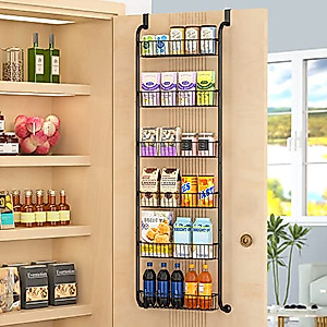 OTTOLIVES 6-Tier Over the Door Pantry Organizer Rack, Door Shelf Organizer with 6 Full Baskets, Heavy-Duty Metal Hanging Storage Door Spice Rack - Storage, Closet, Bathroom, Kitchen