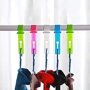 Cabilock 40Pcs Windproof Scratch Hanger Hook Clothes Drying Rack Fixed Buckle Rope Hanging Clothesline Windproof Hanger for Indoor Outdoor