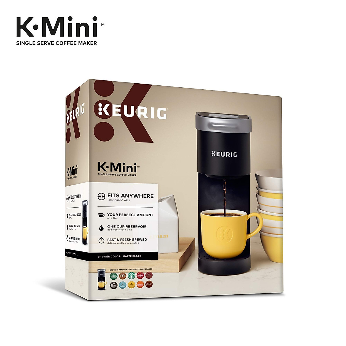 Keurig K-Mini Coffee Maker, Single Serve K-Cup Pod Coffee Brewer, 6 to 12 oz. Brew Sizes, Black