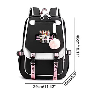 BEBBEE Unisex Bangtan boys Lisa Rose JISOO Jennie Kawaii Laptop Backpack Middle School Students Bookbag Outdoor Daypack for Girls Boys School (C)