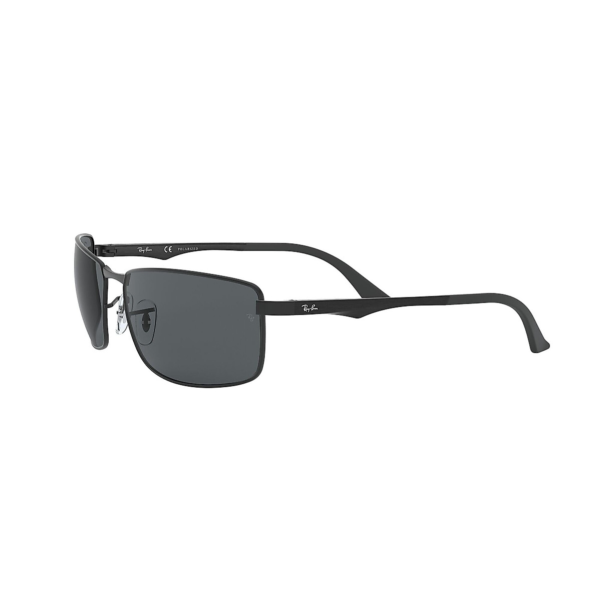 Ray-Ban Men's RB3498 Rectangular Sunglasses, Matte Black/Polarized Grey, 64 mm
