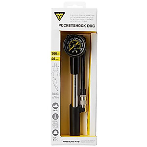 Topeak 360 PSI/24.8 Bar Pocket Shock DXG With Dial Gauge , Black/Silver